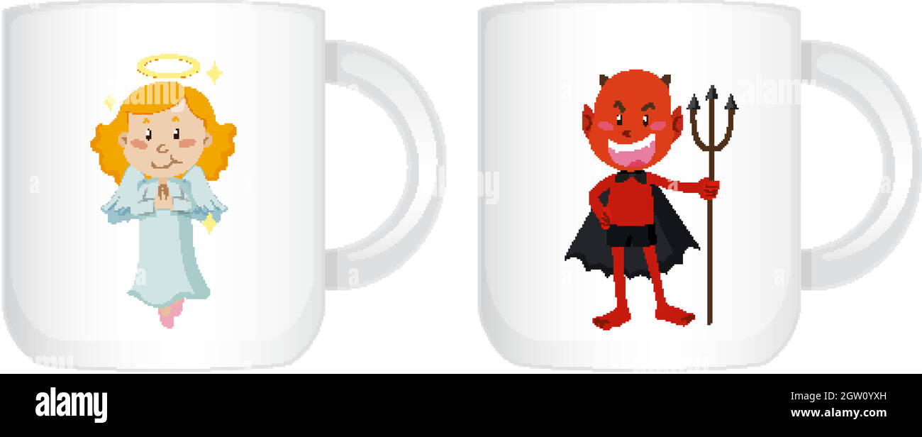 Coffee cup design with devil and angel Stock Vector Image & Art - Alamy