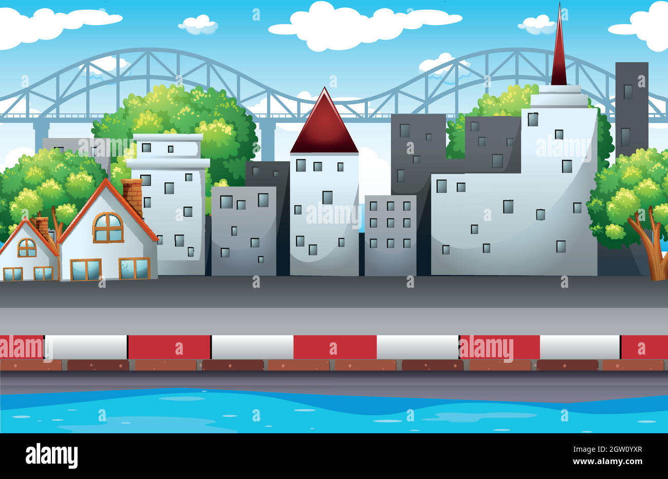 Scene with buildings in city Stock Vector Image & Art - Alamy