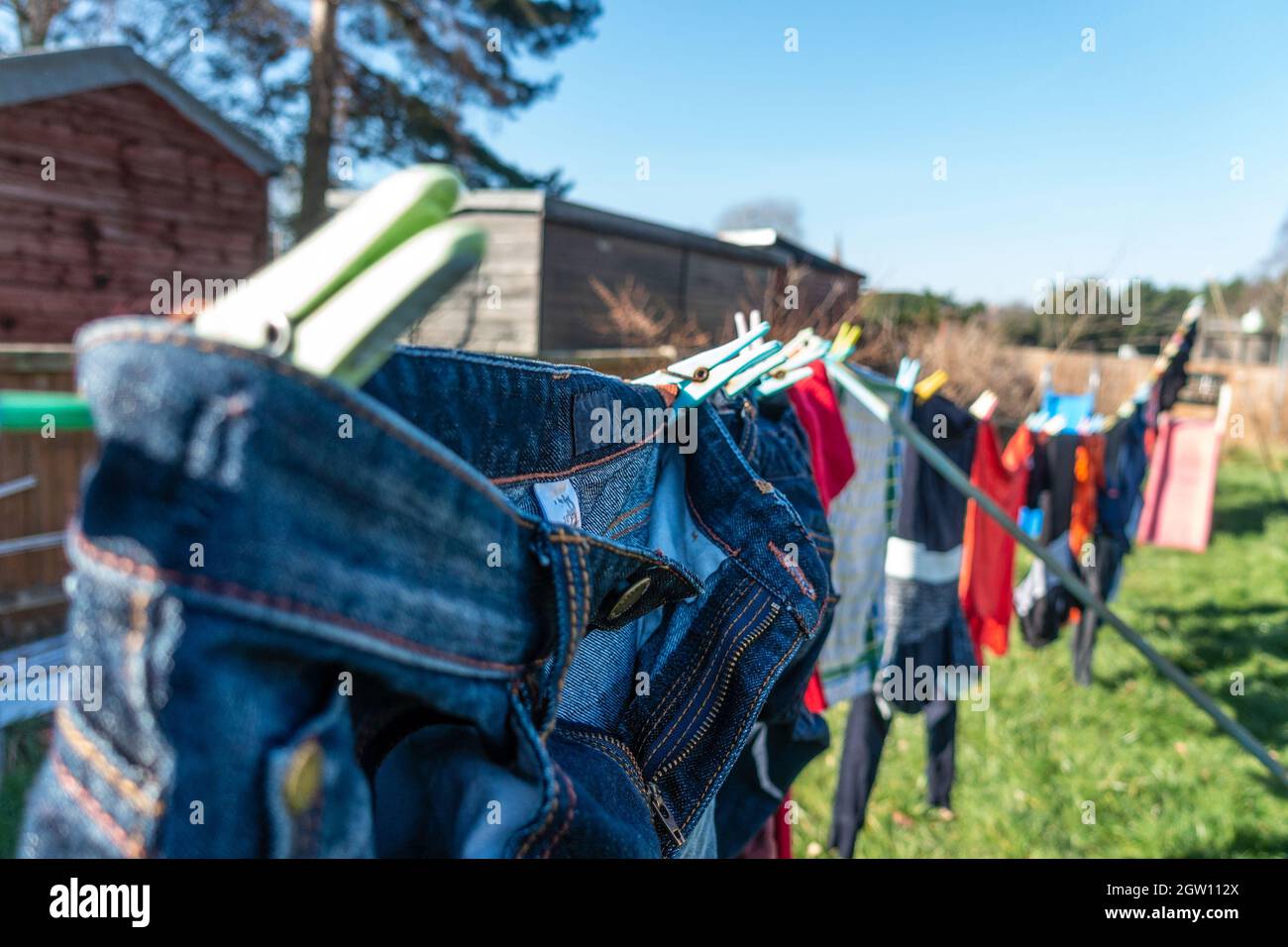 Washing line clips hi-res stock photography and images - Alamy