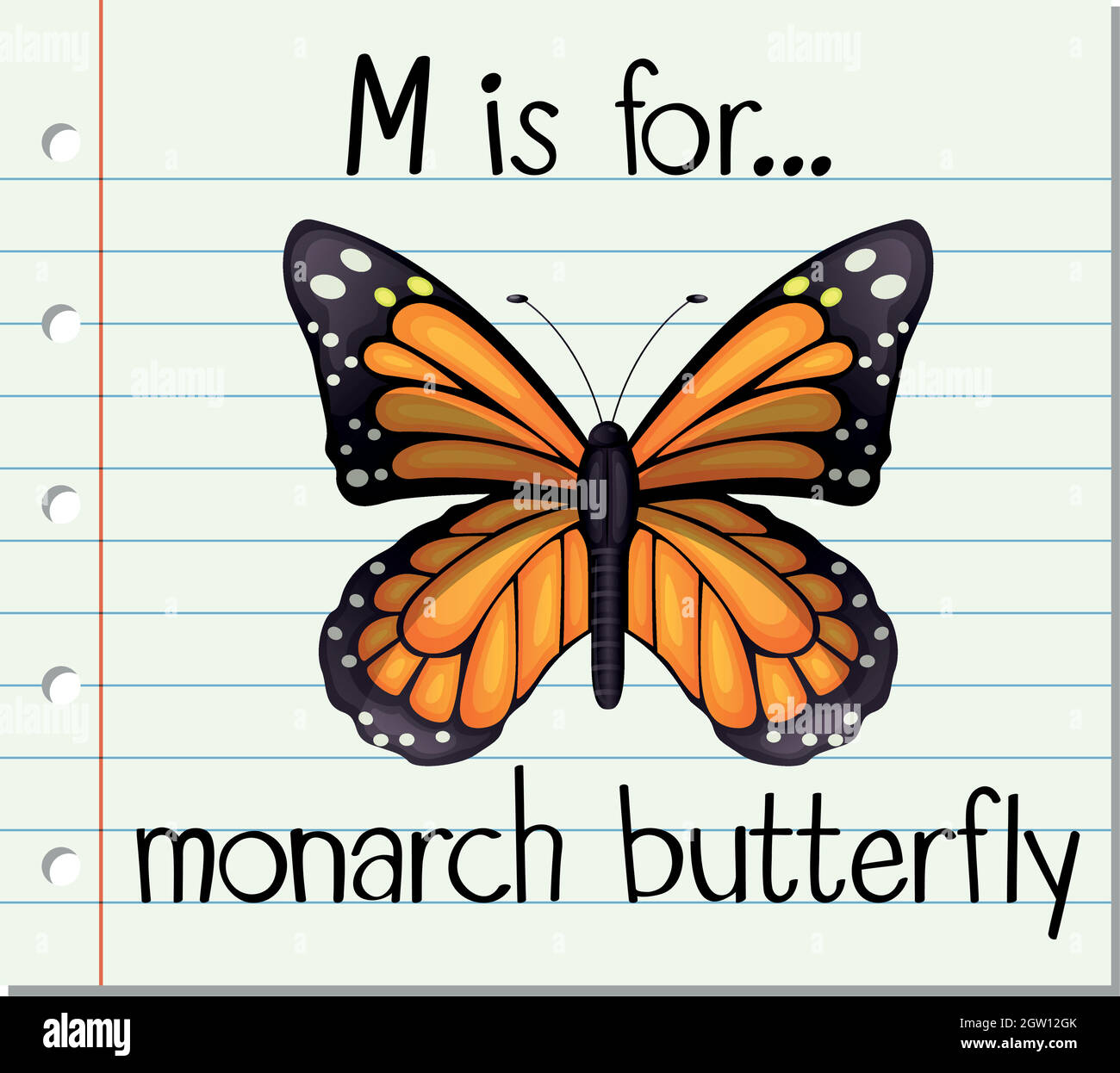 Flashcard letter M is for monarch butterfly Stock Vector Image & Art ...