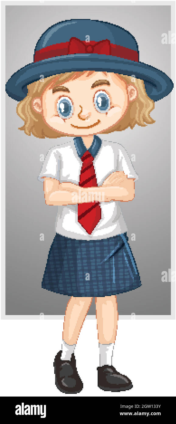 Happy girl in school uniform Stock Vector Image & Art - Alamy