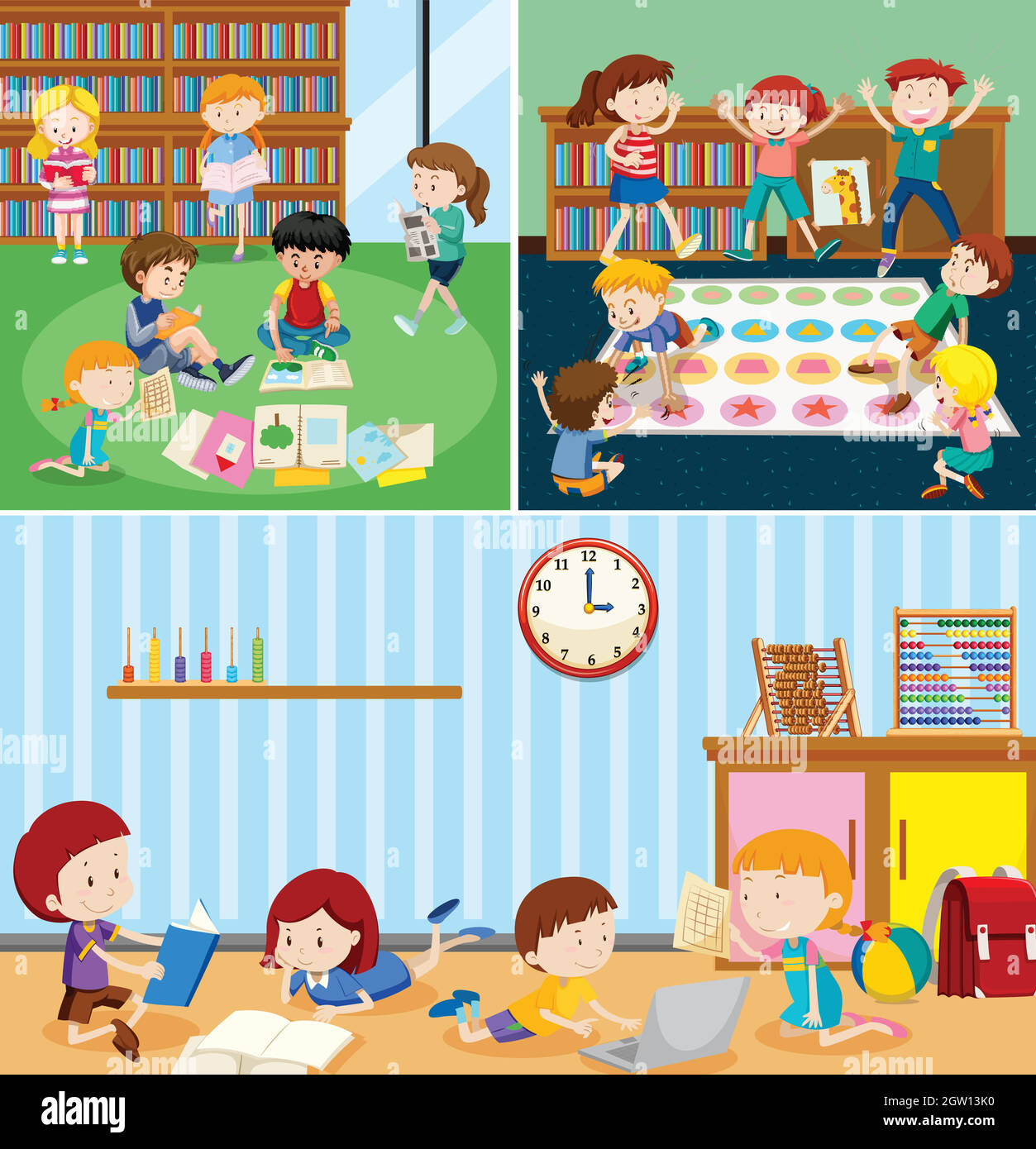 Students learning reading Stock Vector Images - Alamy