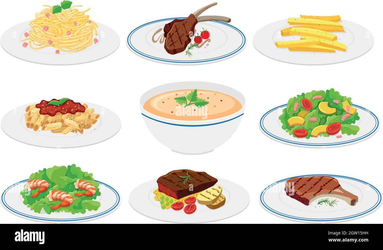 Set of healthy dishes Stock Vector Image & Art - Alamy