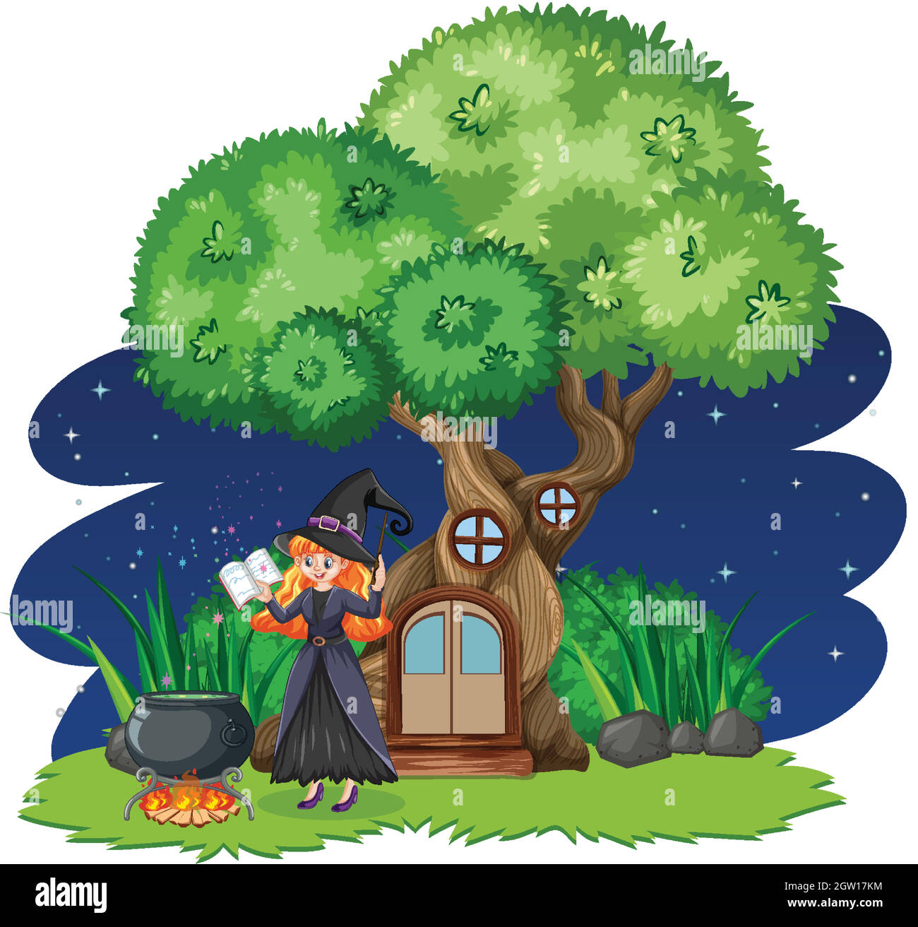 Cartoon witch house hi-res stock photography and images - Alamy