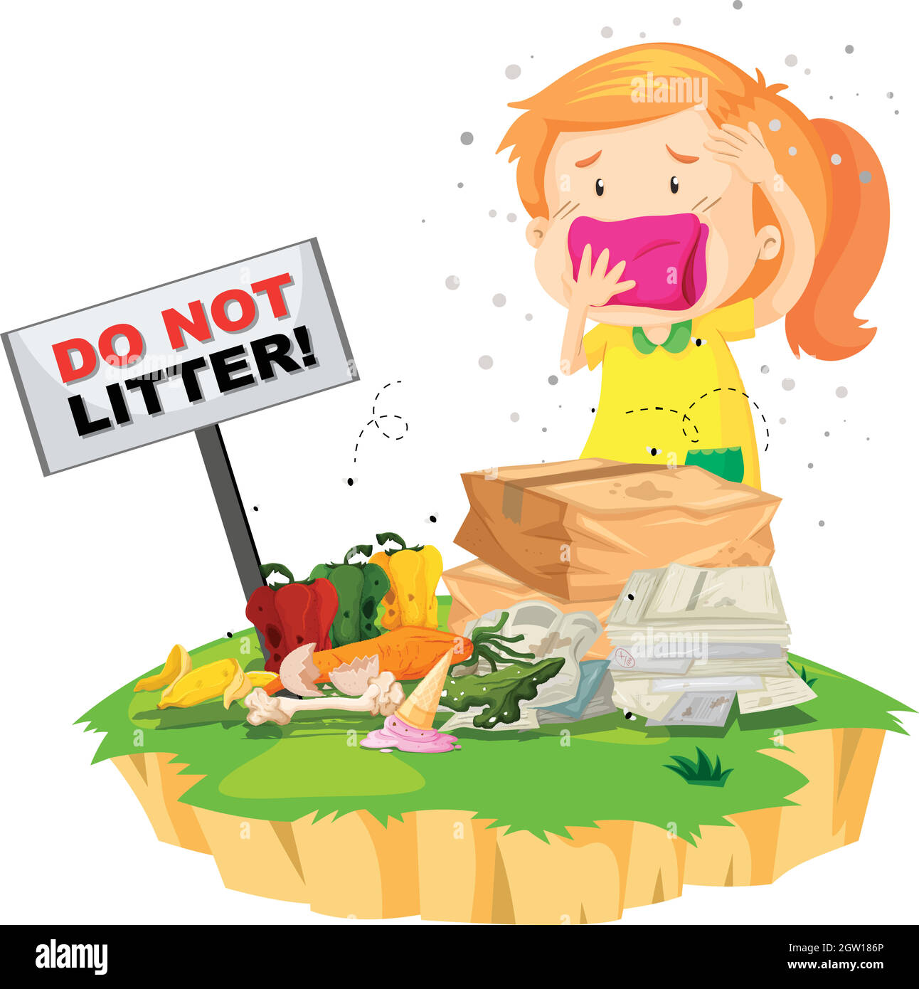 Little girl and litter pile Stock Vector Image & Art - Alamy