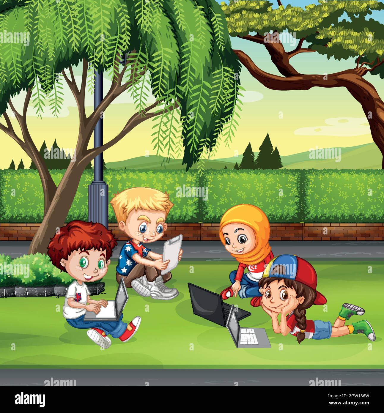 Children computer technology Stock Vector Images - Alamy