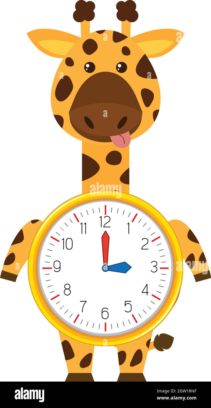 Cartoon giraffe on clock template Stock Vector Image & Art - Alamy