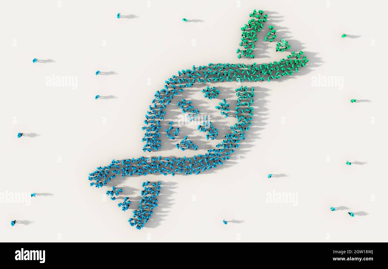Digital Composite Image Of People Forming Dna Icon On White Background ...