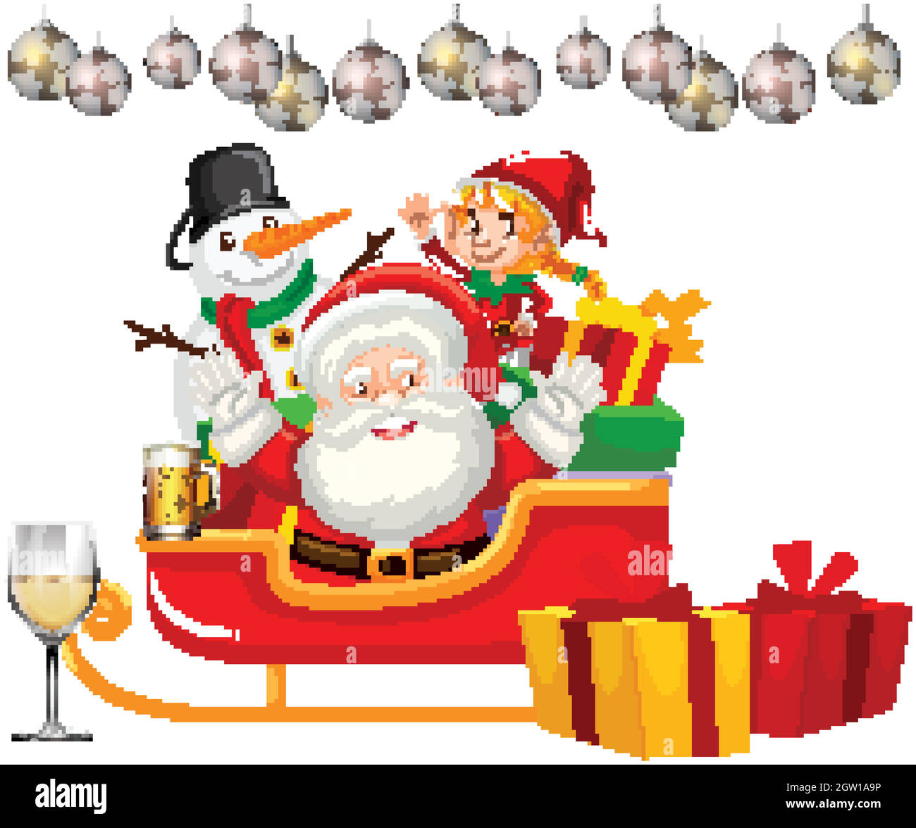 Christmas snowman on sleigh Stock Vector Images - Alamy