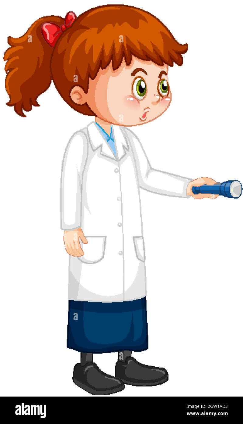 Cute girl cartoon character wearing science lab coat Stock Vector Image ...