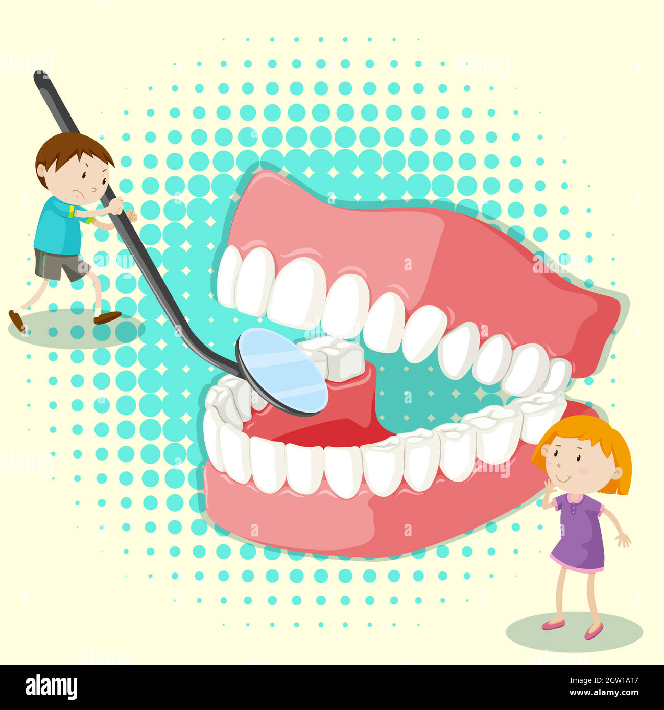 Boy and girl looking at clean teeth Stock Vector Image & Art - Alamy
