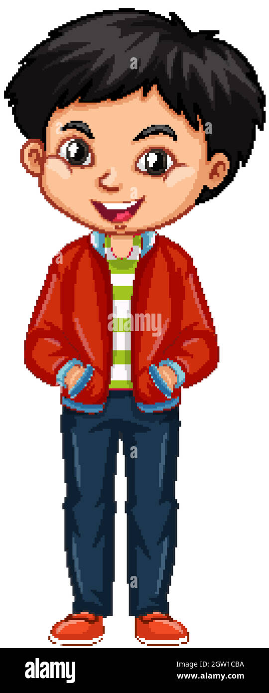 Boy in red jacket on white background Stock Vector Image & Art - Alamy