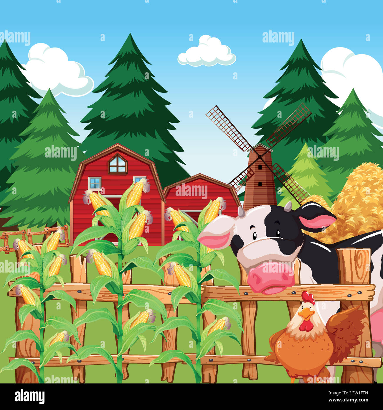 A corn farm with animals Stock Vector Image & Art - Alamy