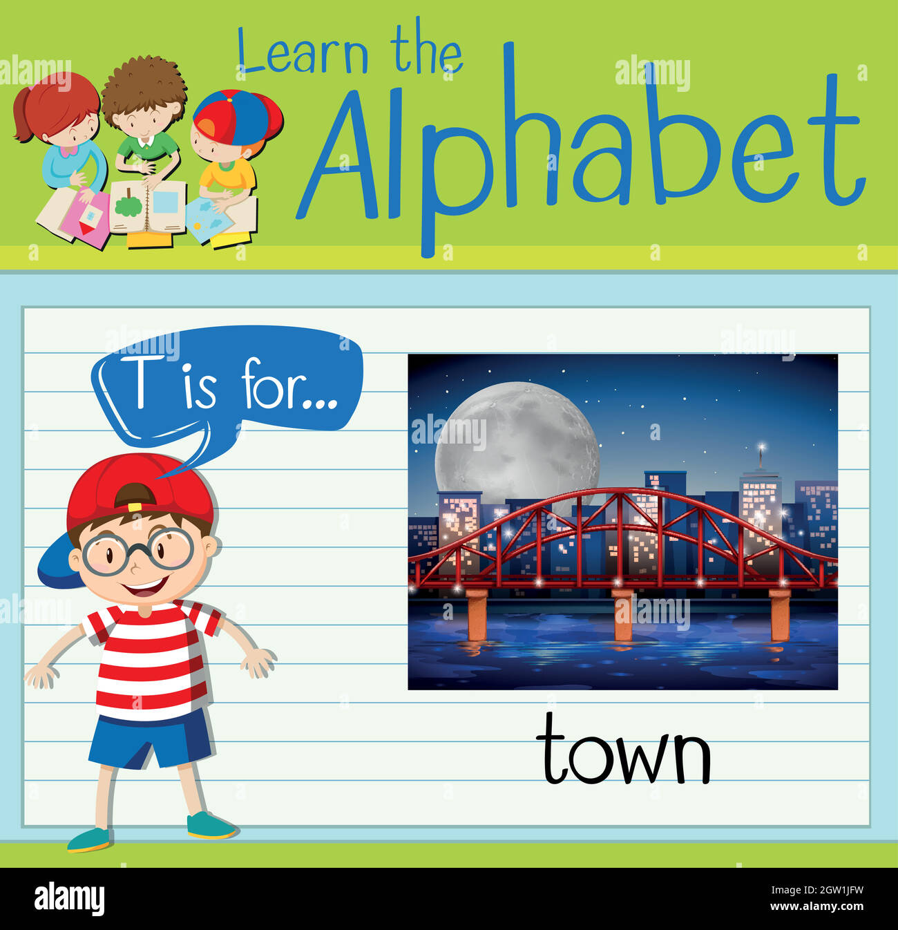 Flashcard letter T is for town Stock Vector Image & Art - Alamy