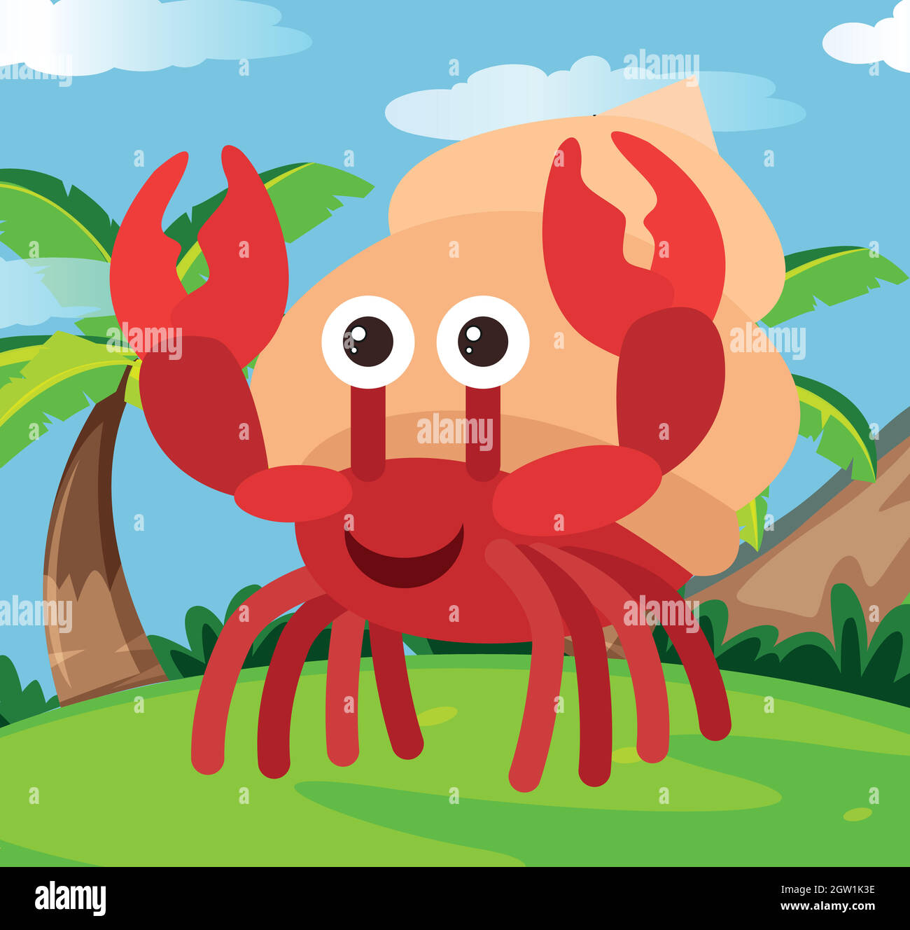 Happy Hermit crab in Land Stock Vector Image & Art - Alamy