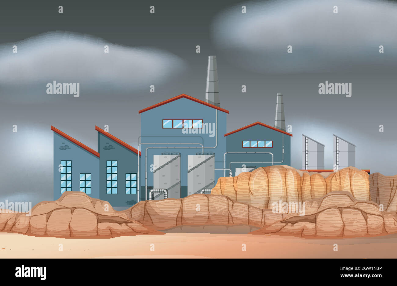 Factory building drawing hi-res stock photography and images - Alamy