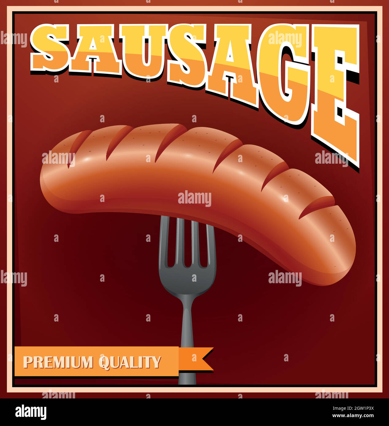 Poster with sausage on fork Stock Vector Image & Art - Alamy