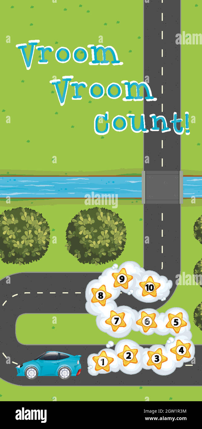 Game template with car and numbers on the road Stock Vector Image & Art ...