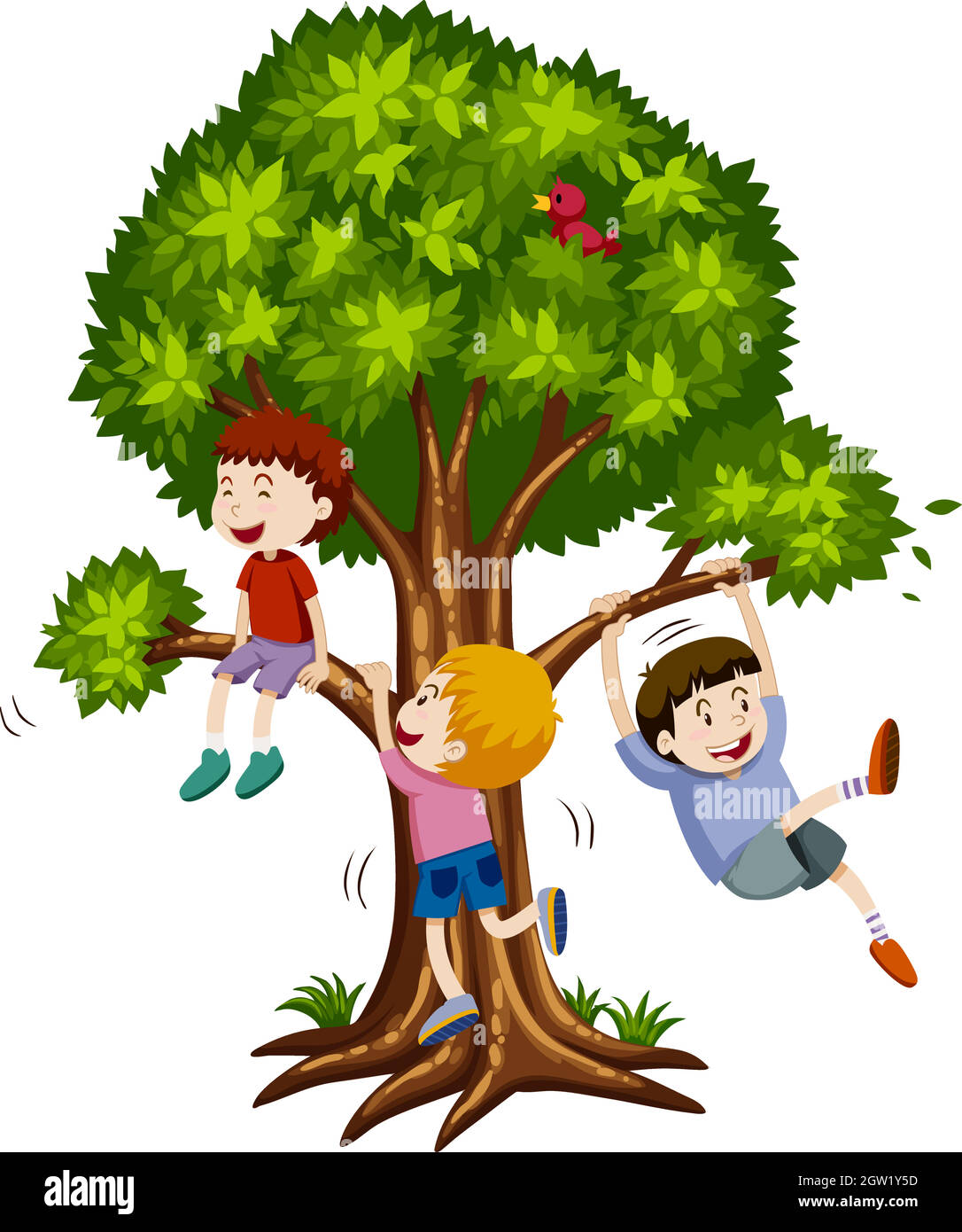 Three boys climbing the tree Stock Vector Image & Art - Alamy
