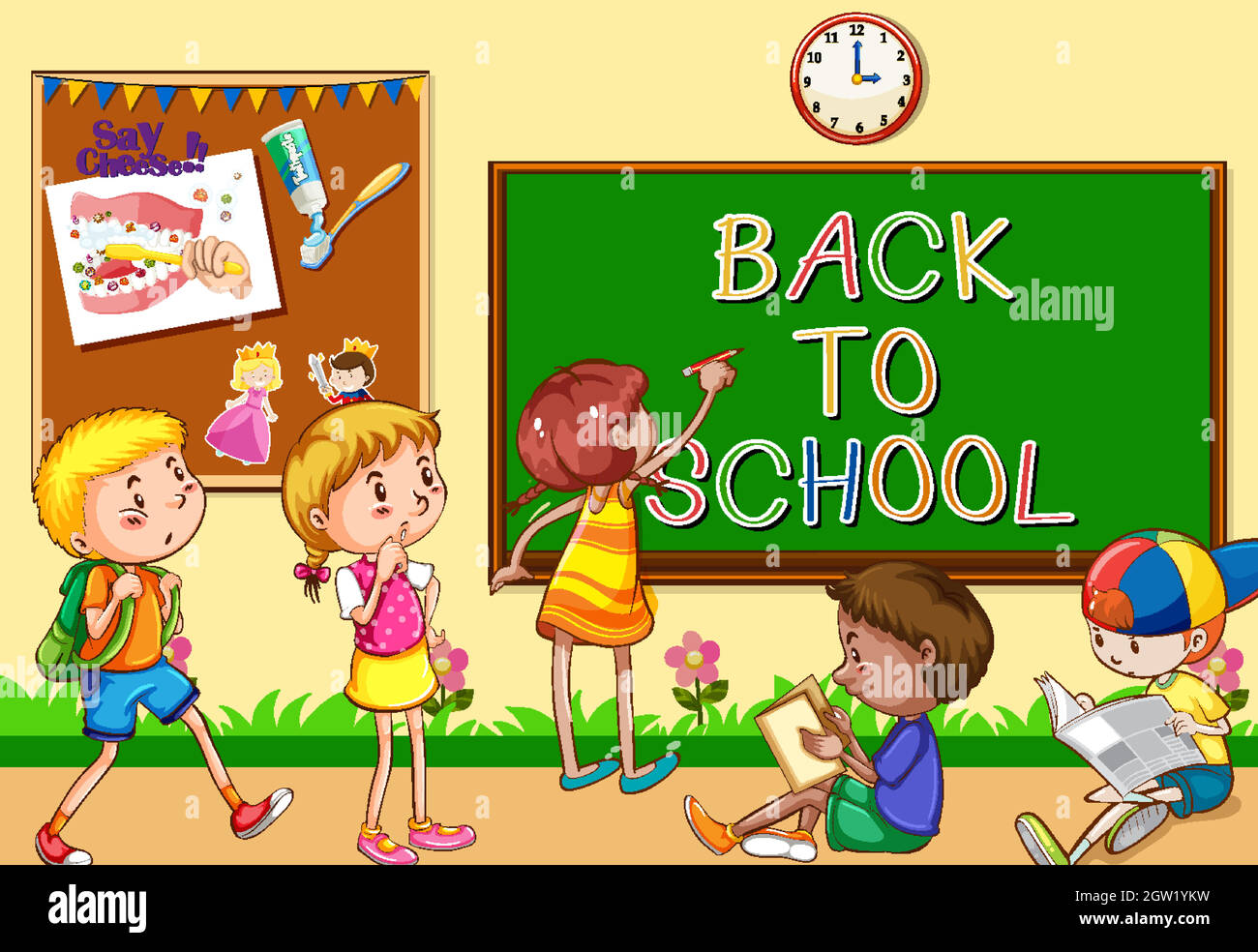 Child learning in class Stock Vector Images - Alamy