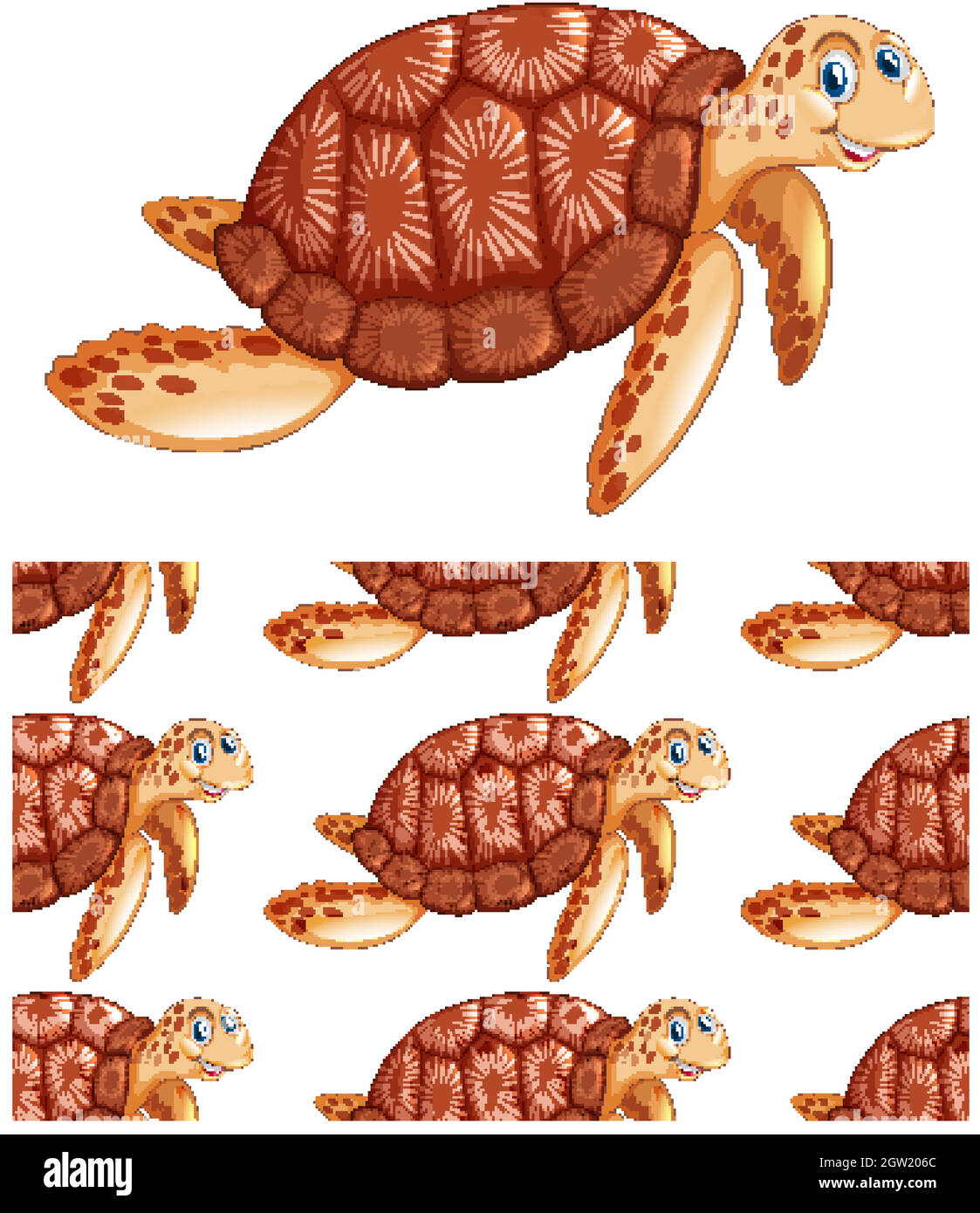 Ocean turtle seamless pattern Cut Out Stock Images & Pictures - Alamy