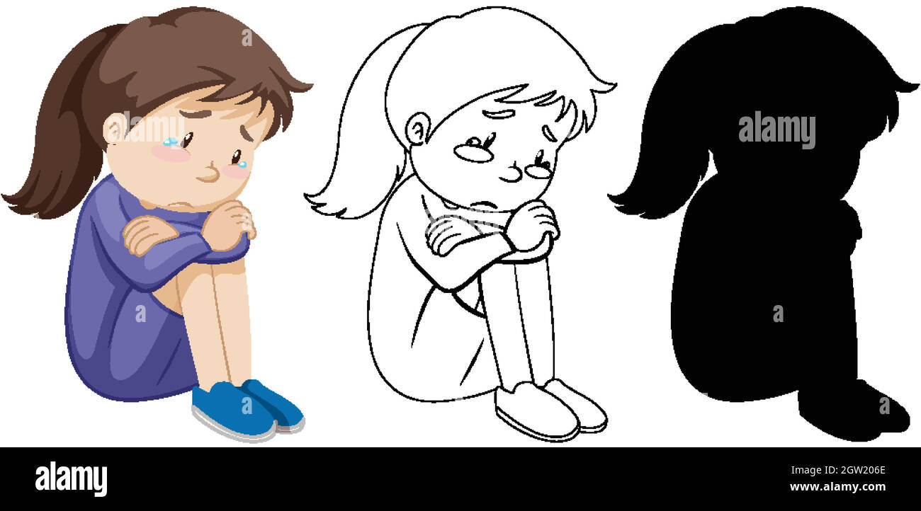 Girl crying with its outline and silhouette Stock Vector Image & Art ...