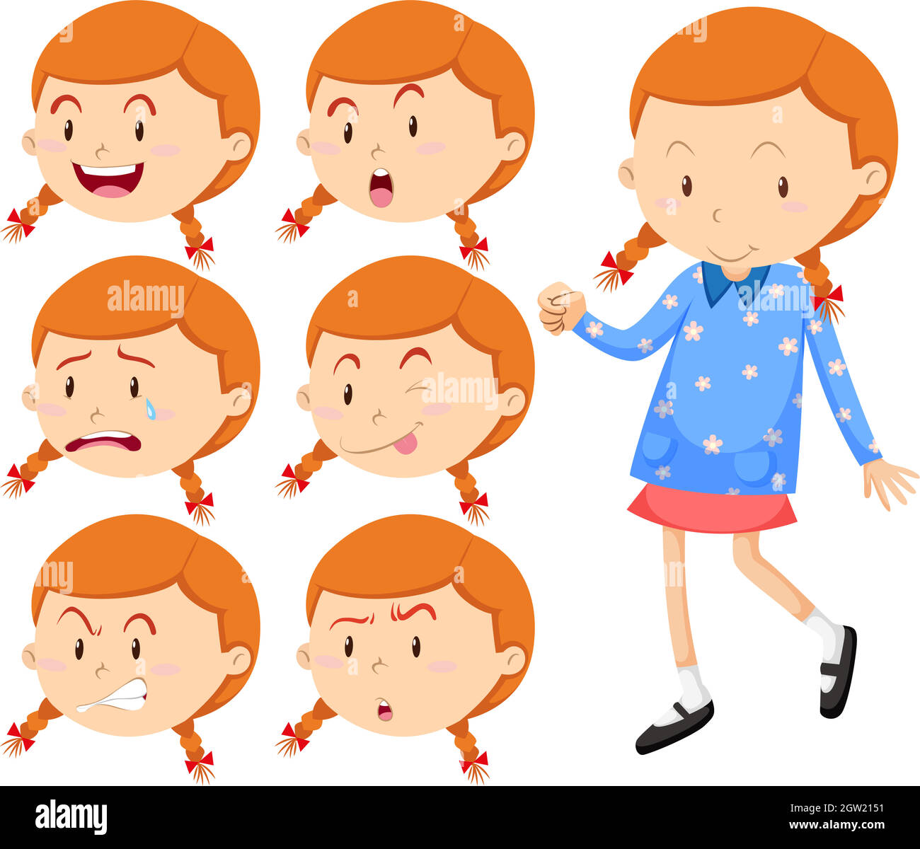 Little girl with different faces Stock Vector Image & Art - Alamy