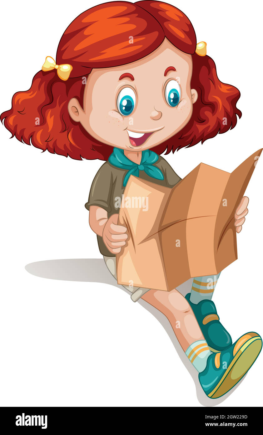 Little girl reading map Stock Vector Image & Art - Alamy