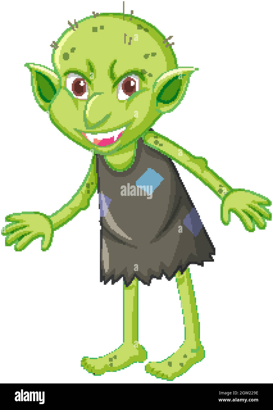 Goblin in standing position in cartoon character on white background ...