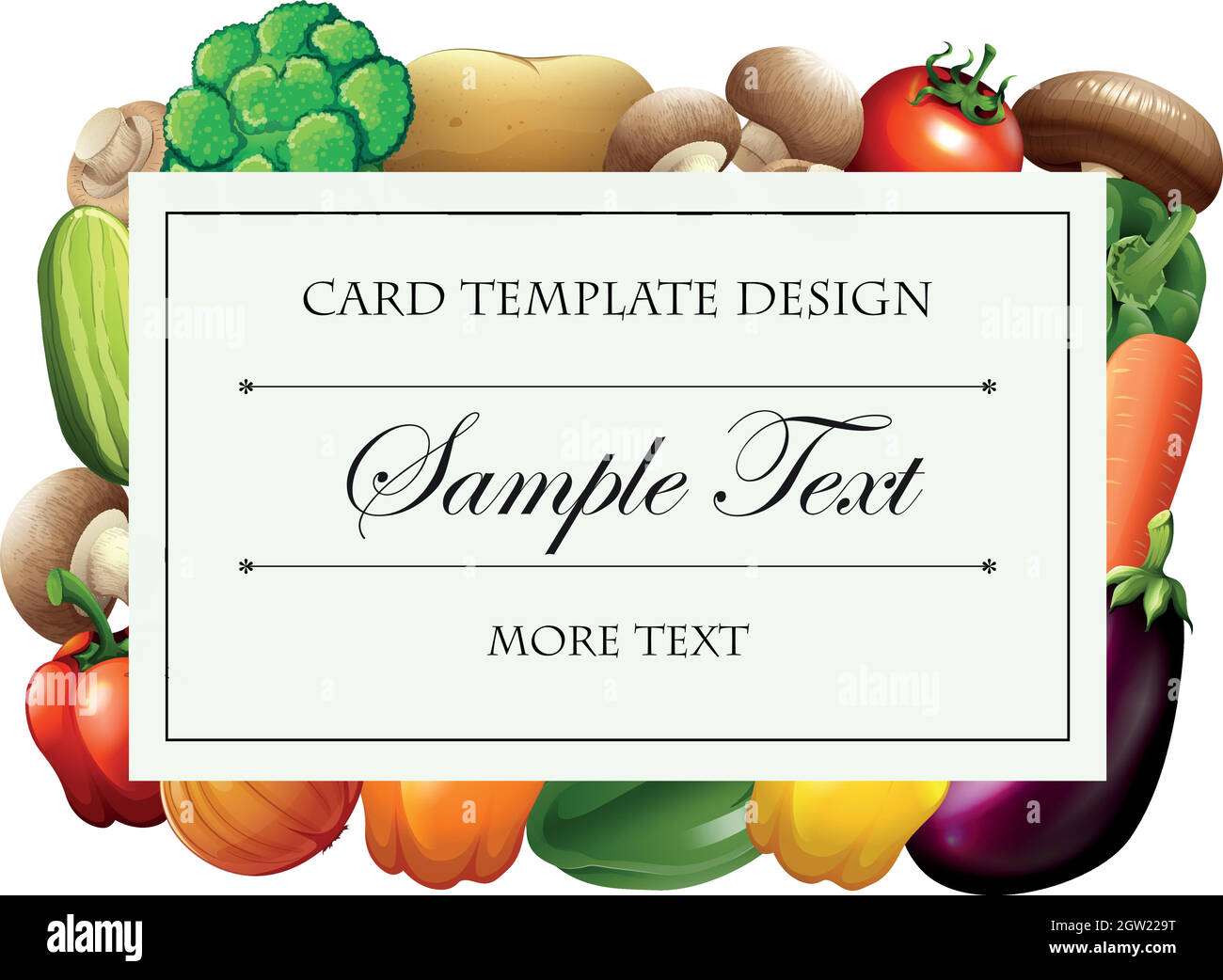Card template with many vegetables border Stock Vector Image & Art - Alamy