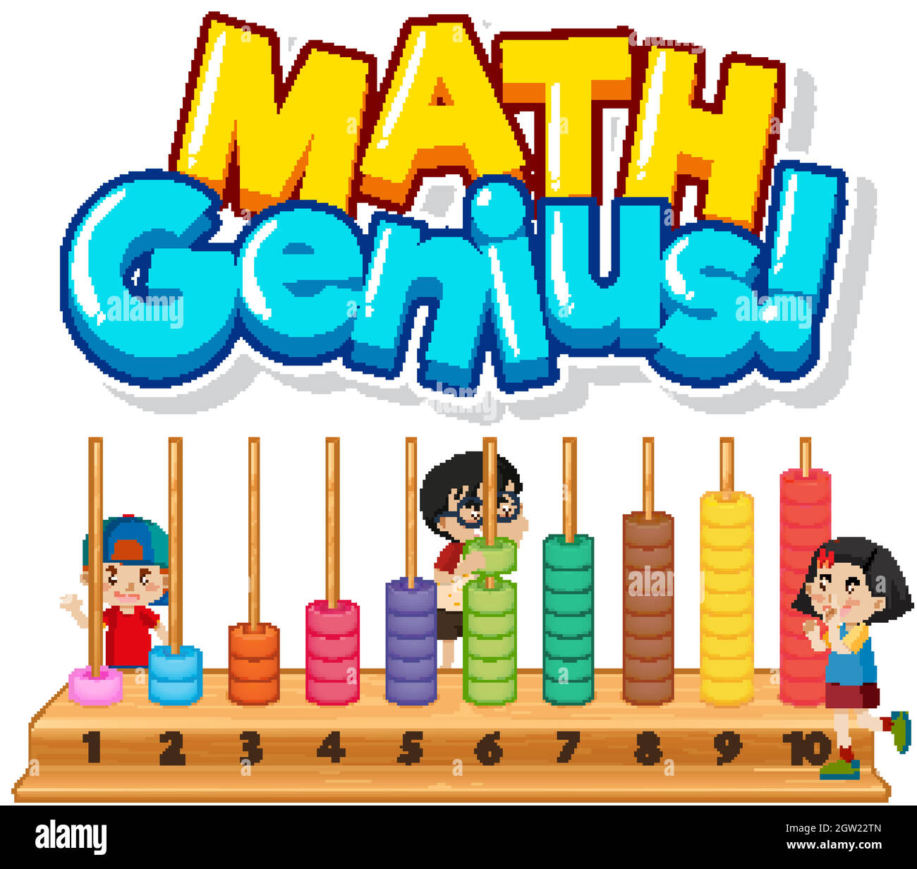 Font design for math genius with kids and numbers Stock Vector Image ...