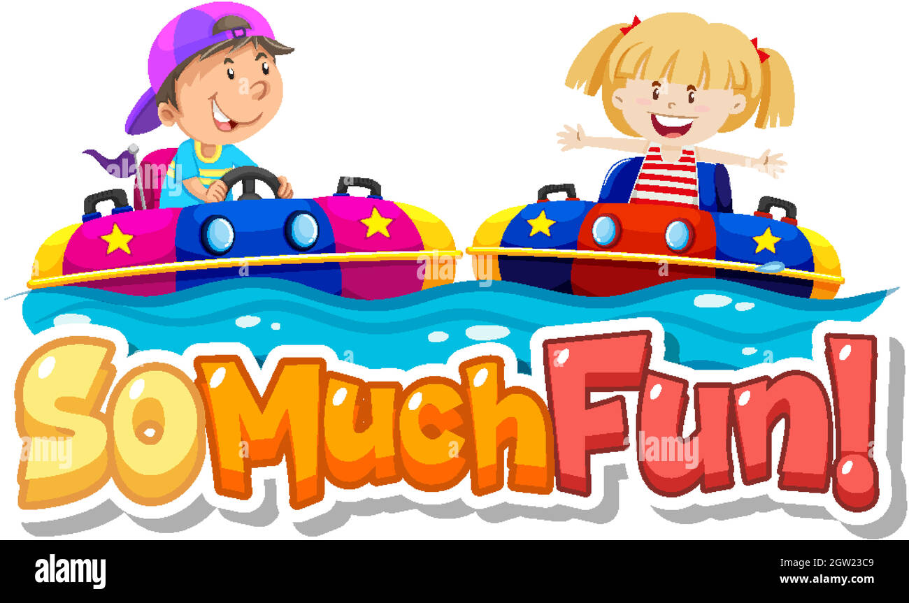 Font design for phrase so much fun with kids playing Stock Vector Image ...