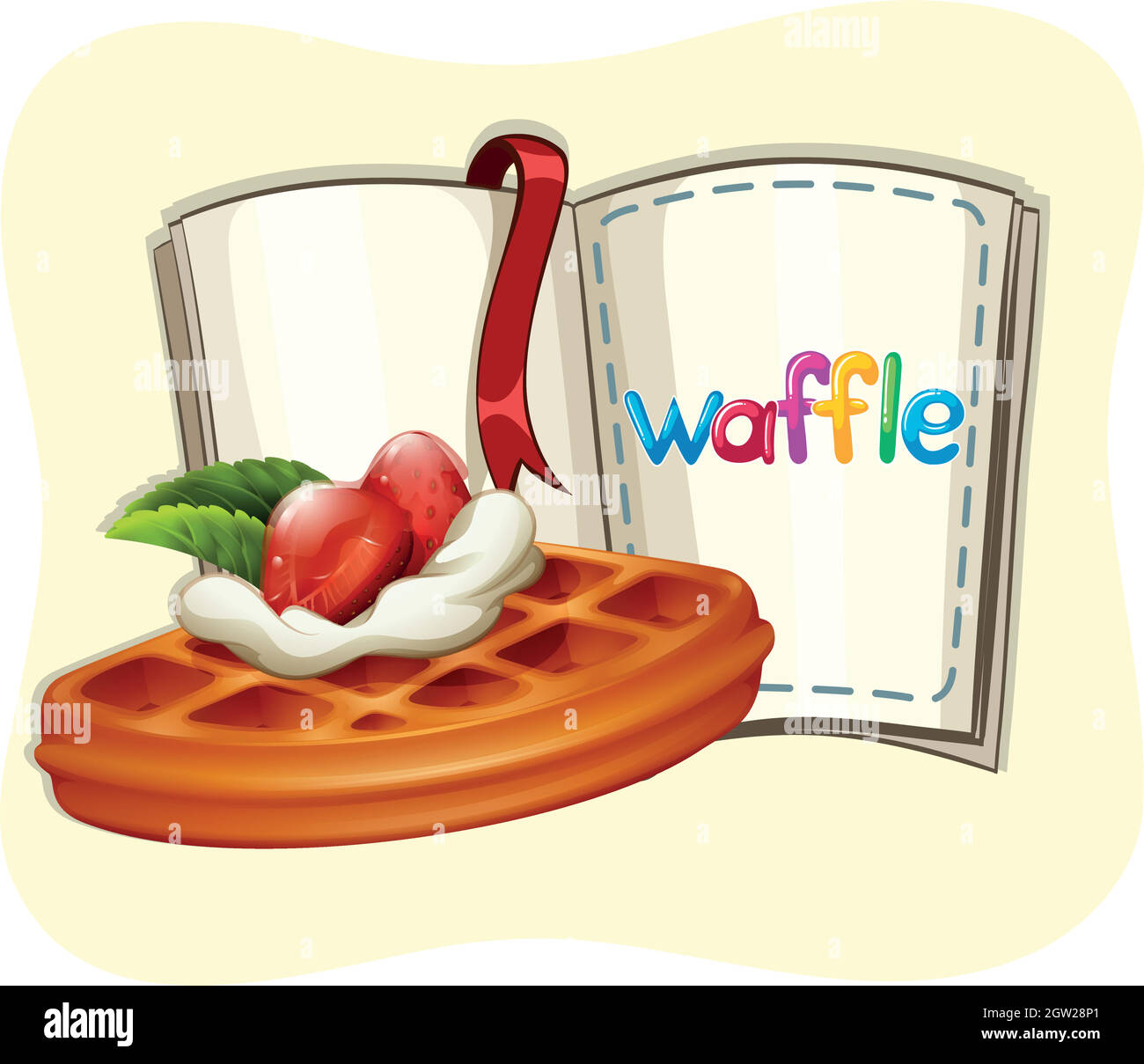 Waffle with strawberry and book Stock Vector Image & Art - Alamy