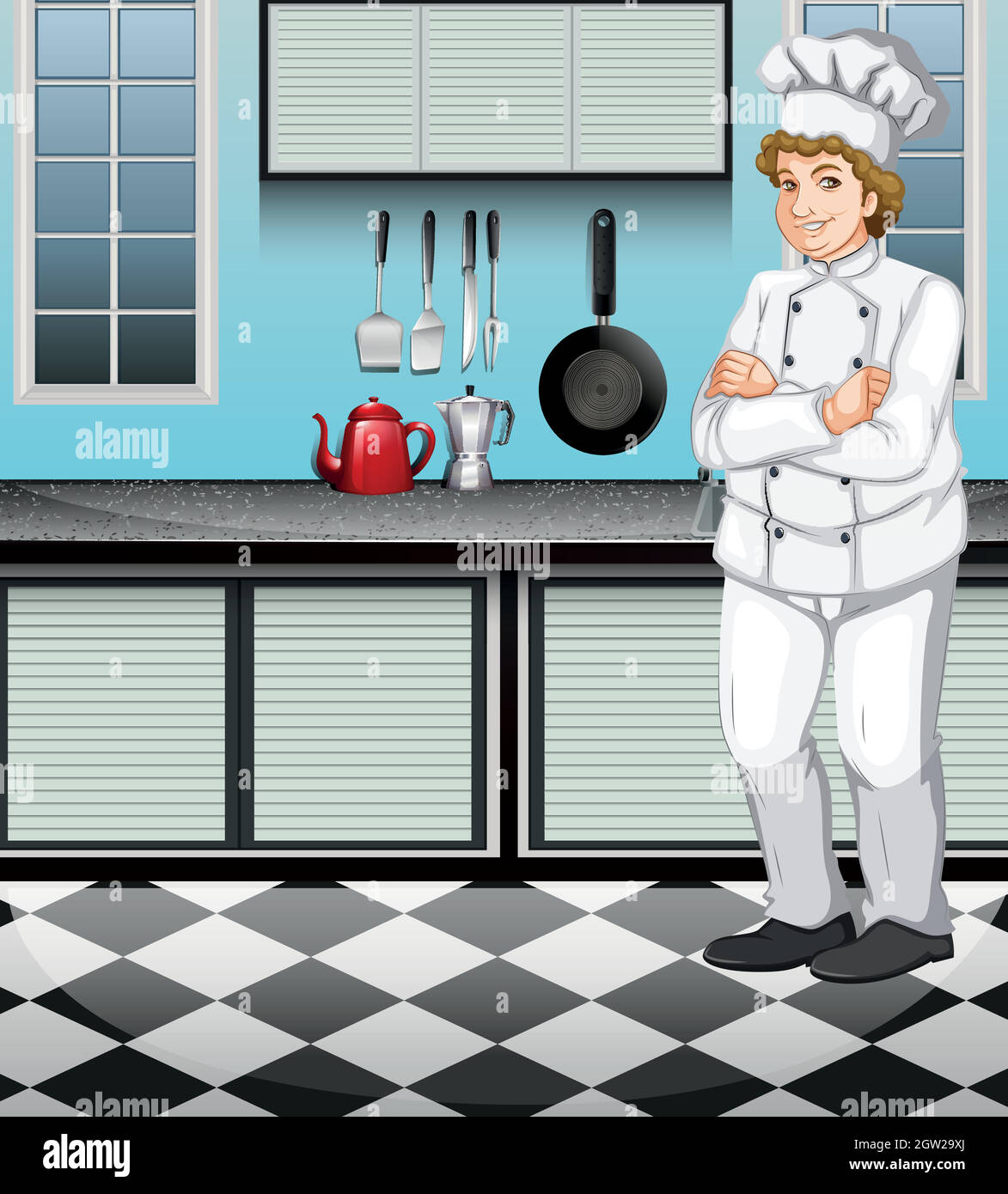 Man home in kitchen Stock Vector Images - Alamy