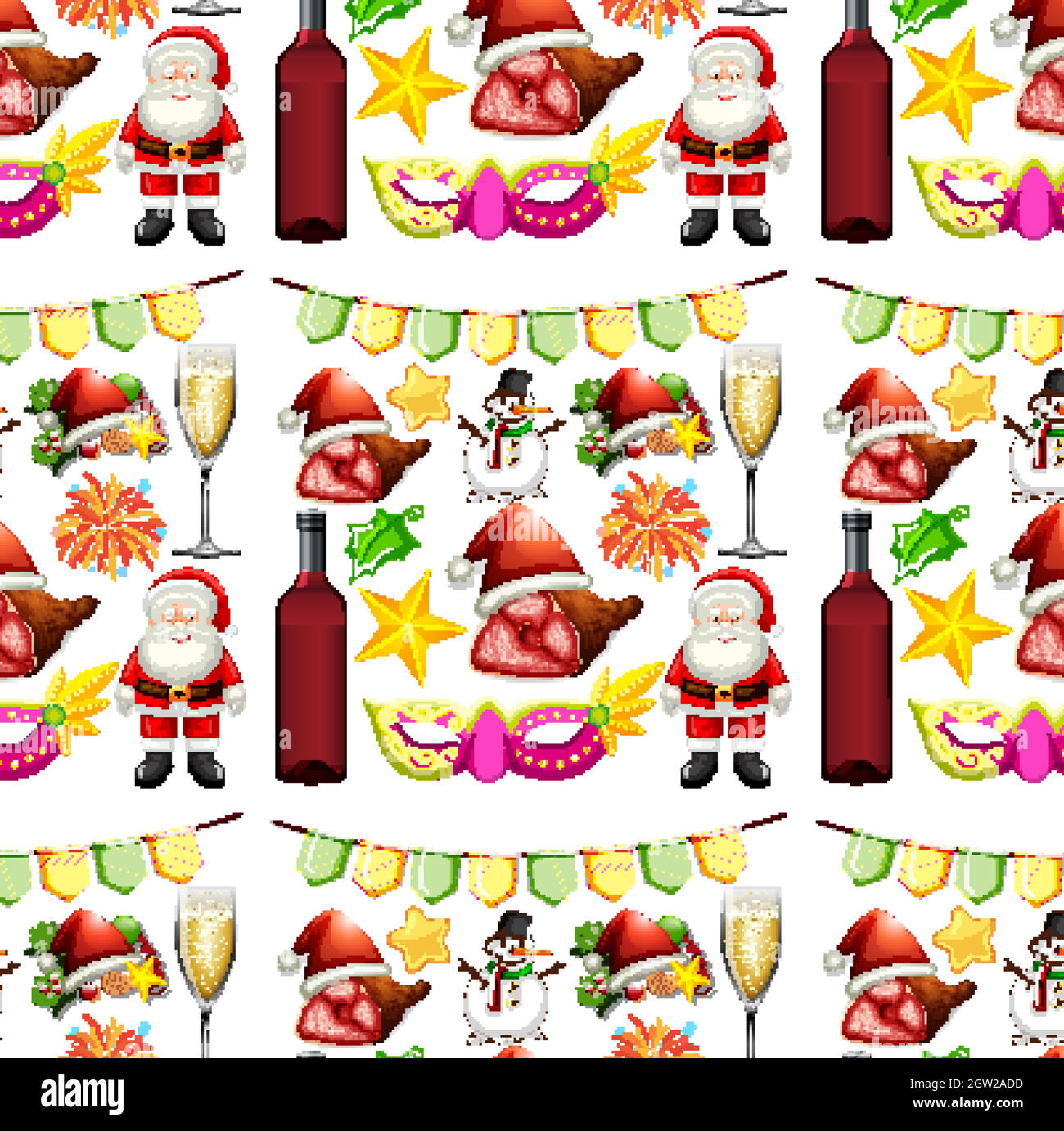 Seamless background design with Santa and decorations Stock Vector ...
