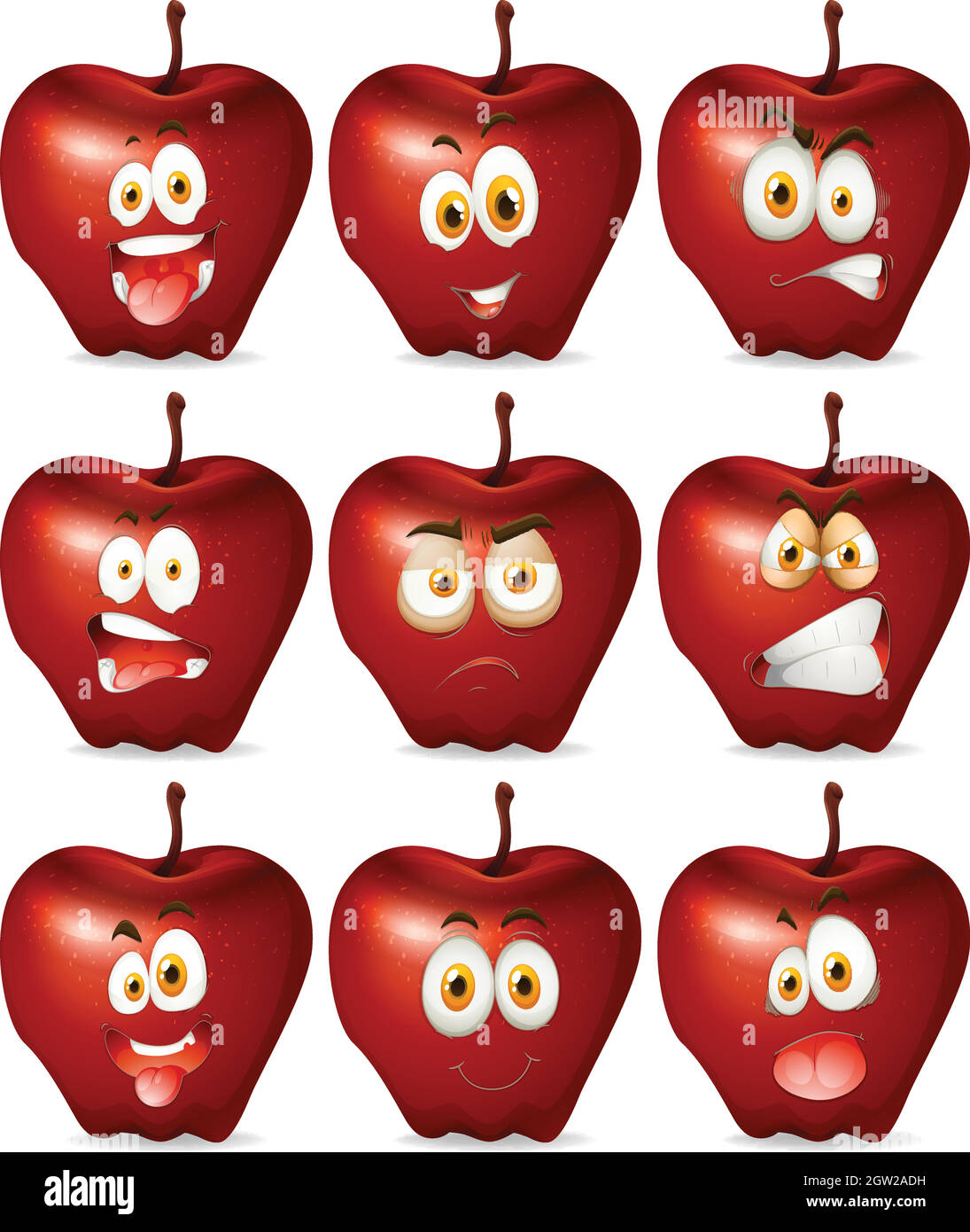 Red apple with facial expression Stock Vector Image & Art - Alamy