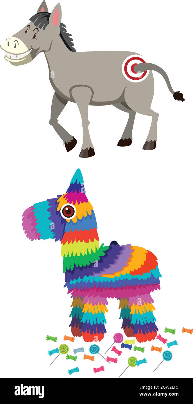 Donkey and pinata set Stock Vector Image & Art - Alamy
