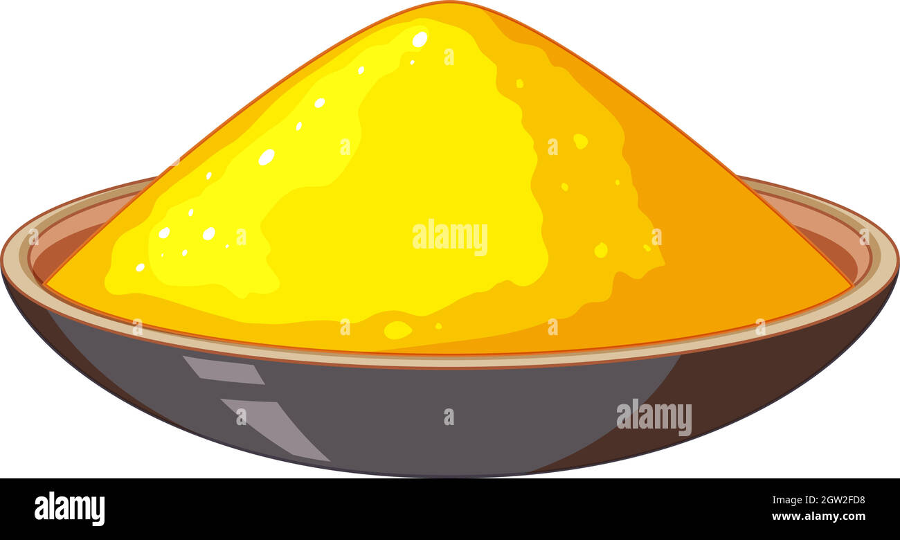 Bowl of yellow paint powder on white background Stock Vector Image ...