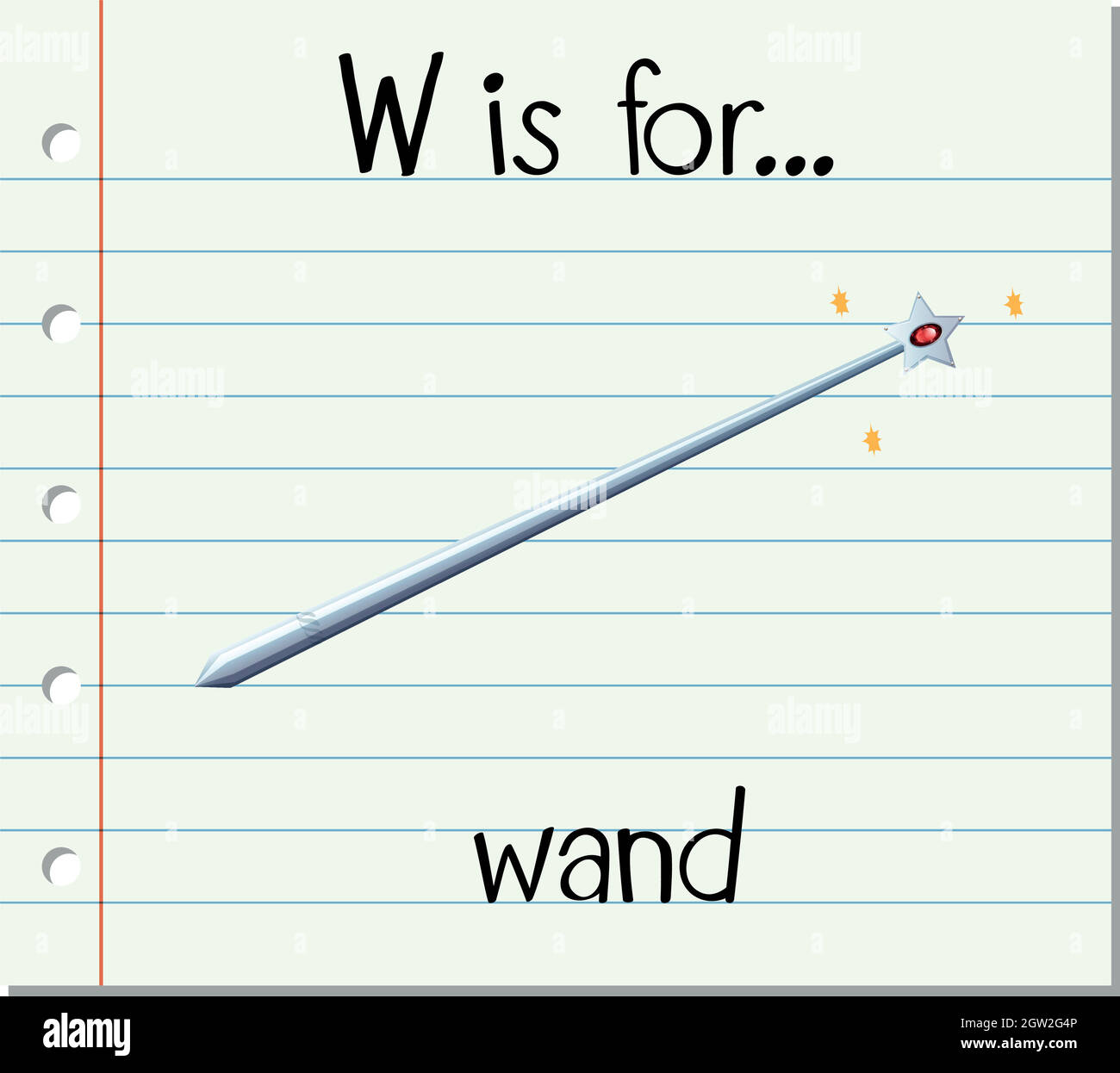 Flashcard letter W is for wand Stock Vector Image & Art - Alamy