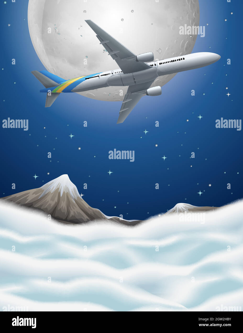 Airplane flying over mountains Stock Vector Images - Alamy