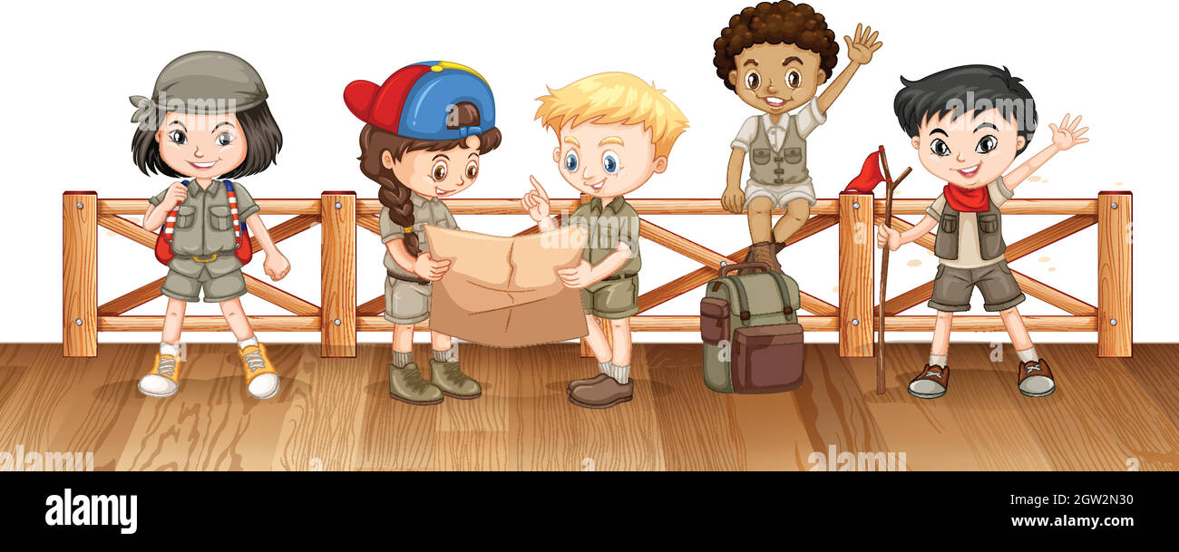 Kids on bridge Stock Vector Images - Alamy