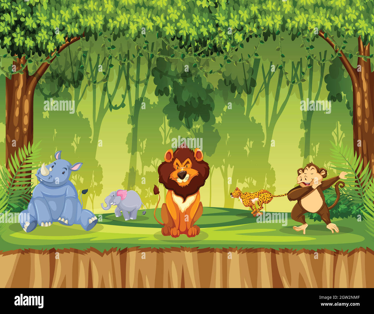 Baby Animals Jungle Clipart Scene