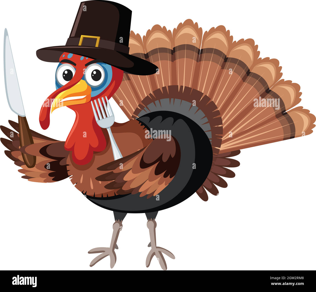 Thanksgiving turkey character on white background Stock Vector Image ...