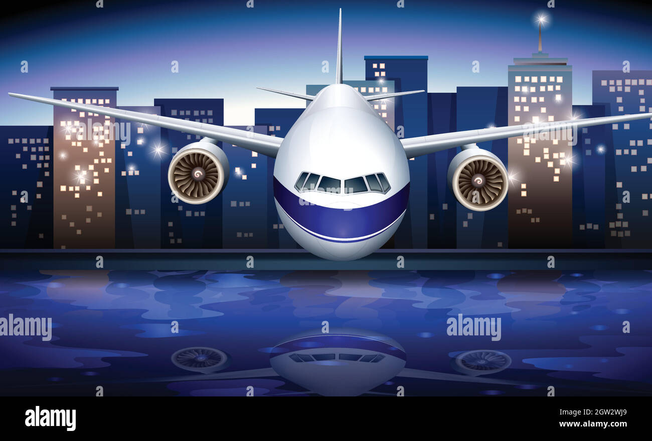 A plane near the tall buildings Stock Vector Image & Art - Alamy