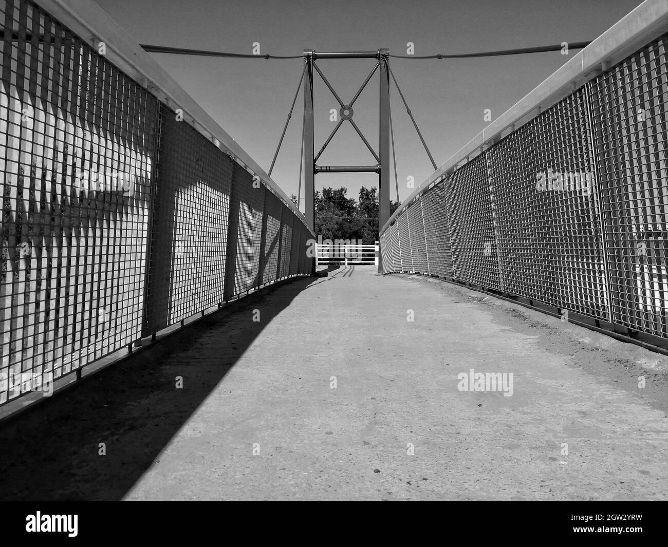 Empty suspension bridge Black and White Stock Photos & Images - Alamy