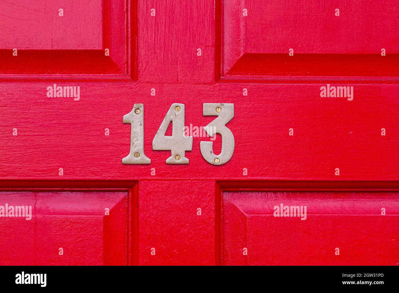 House Number 143 On A Red Wooden Front Door In London Stock Photo - Alamy