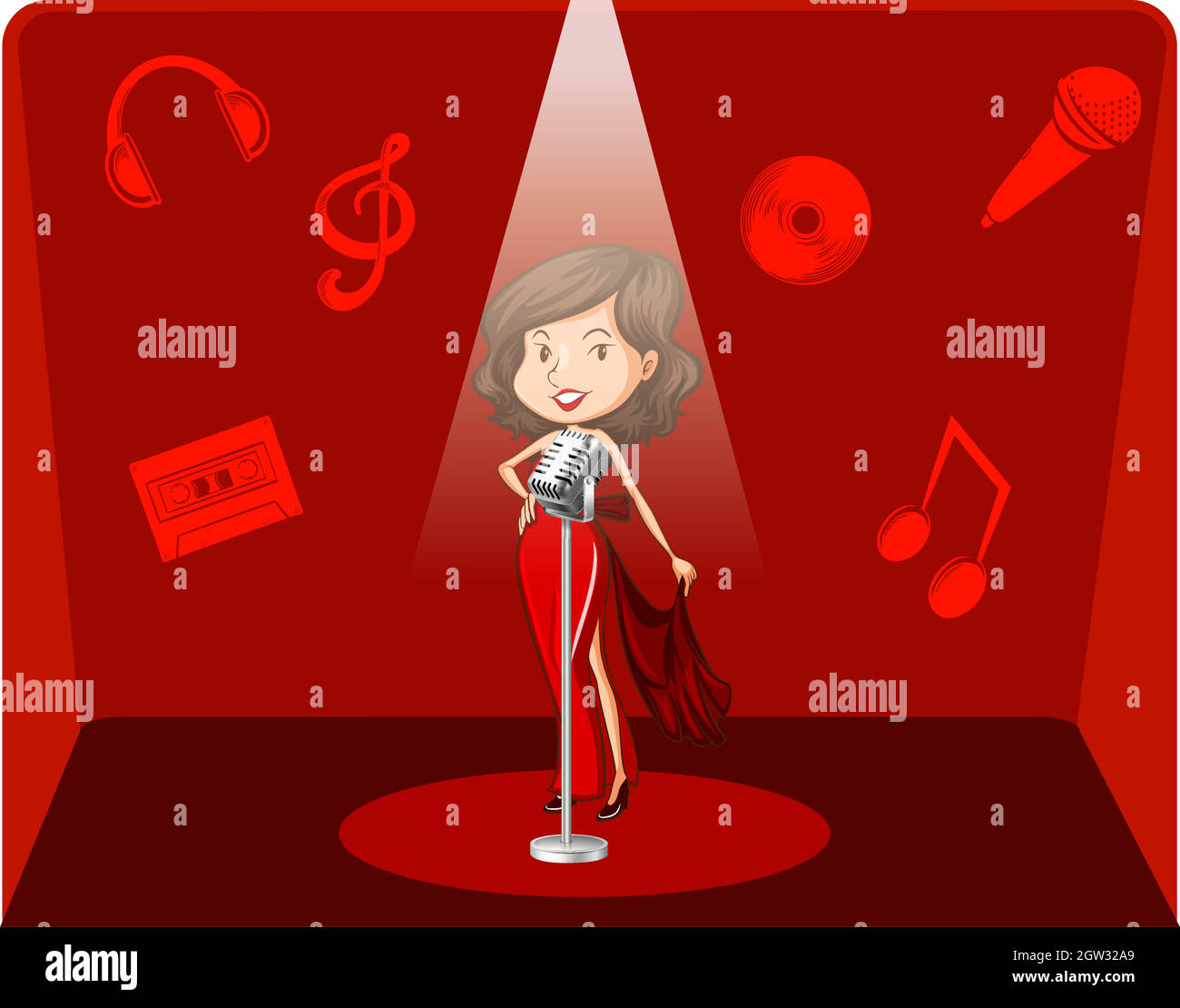 Female singer in red background Stock Vector Image & Art - Alamy