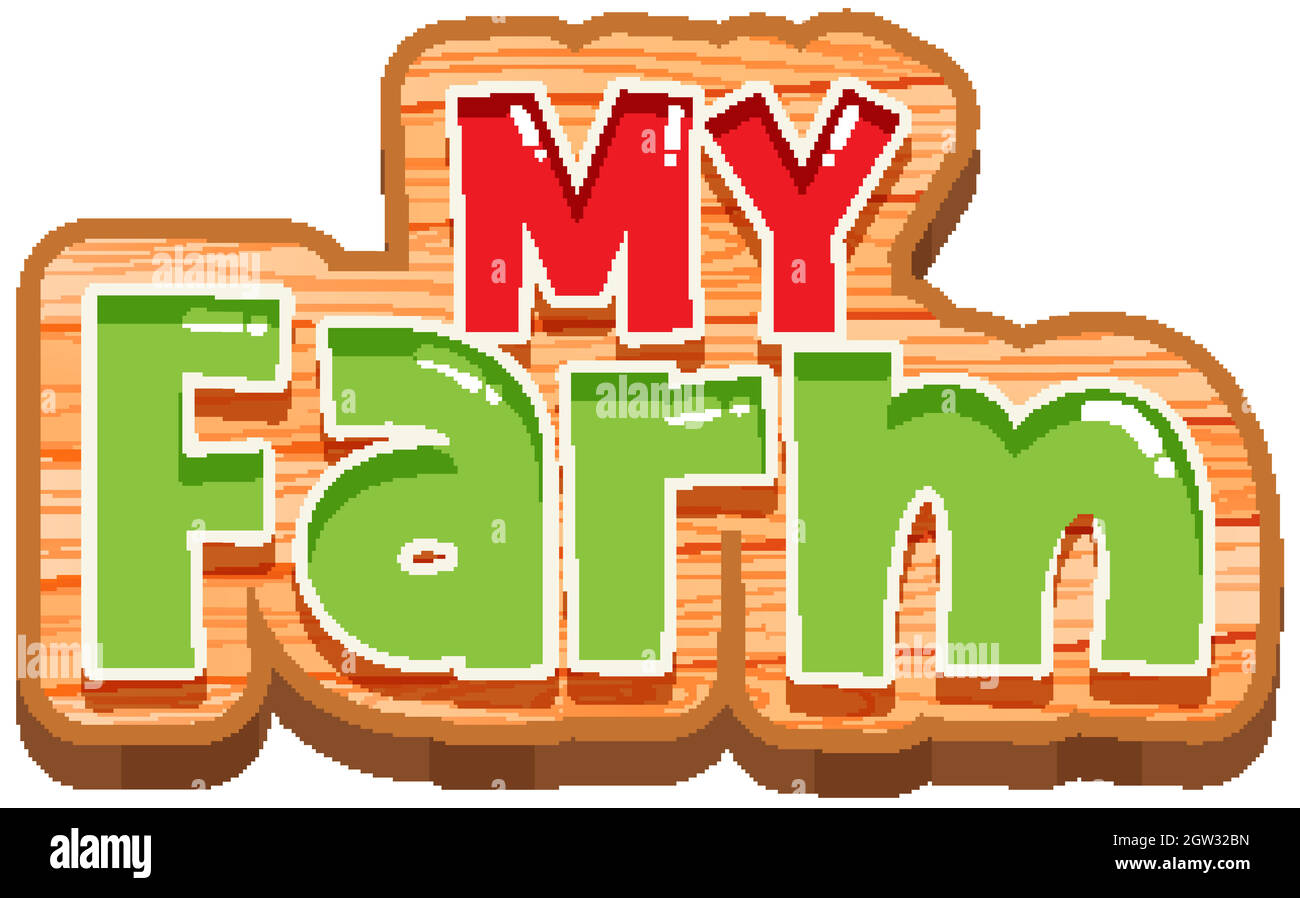 Font design for word my farm on wooden sign Stock Vector Image & Art ...