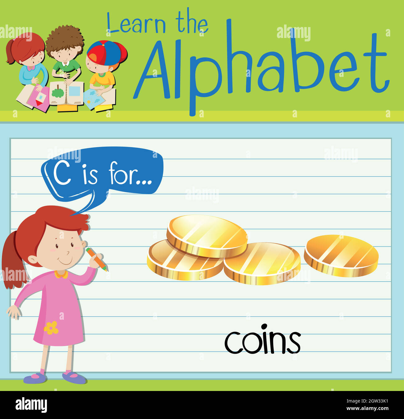 Flashcard letter C is for coins Stock Vector Image & Art - Alamy