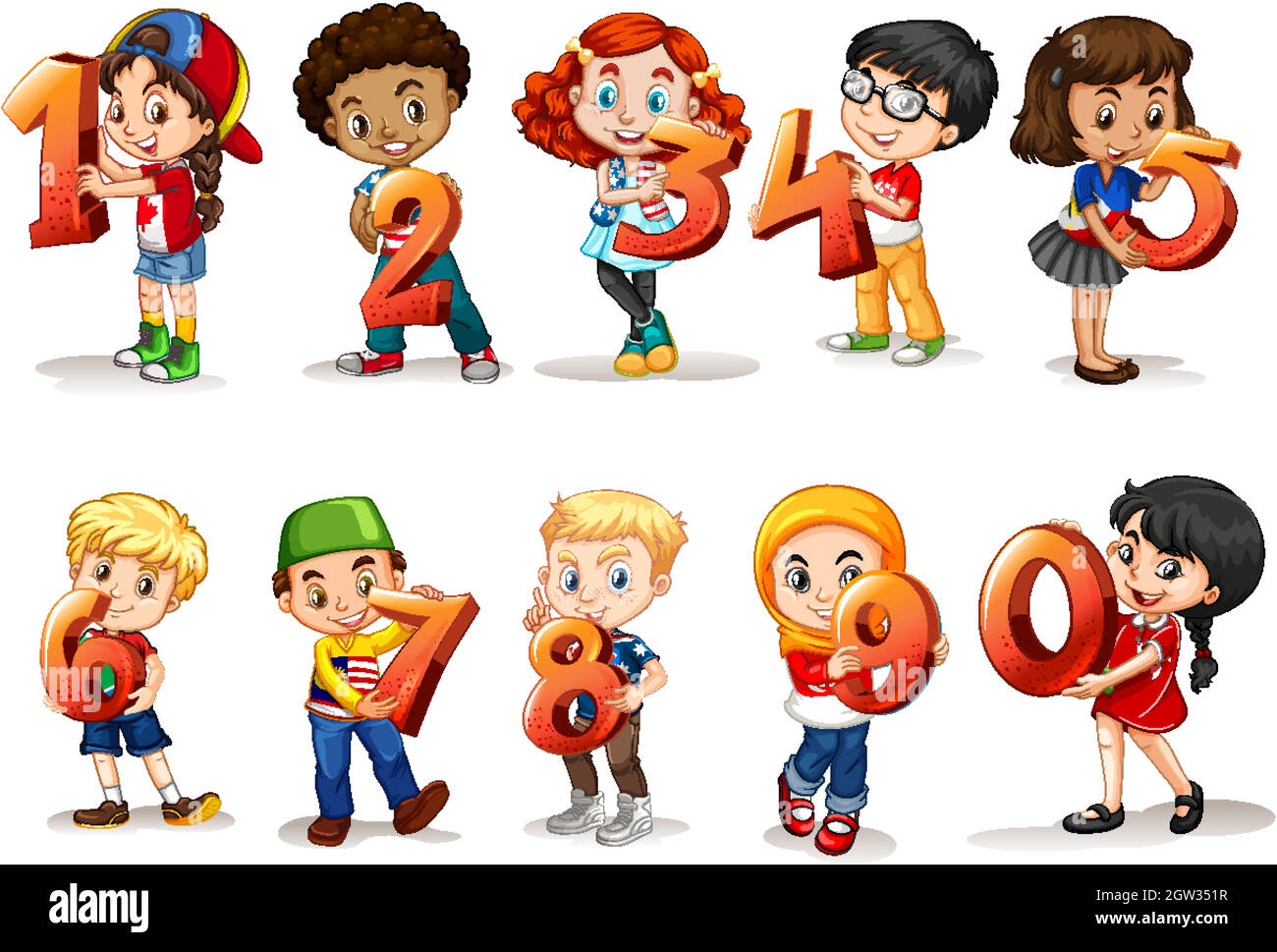 Set of different children holding math number Stock Vector Image & Art ...